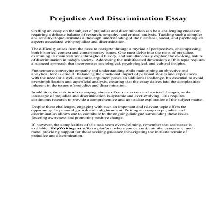Prejudice And Discrimination Essay. Roane State Community College | PDF ...