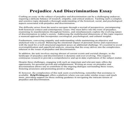 Prejudice And Discrimination Essay | PDF