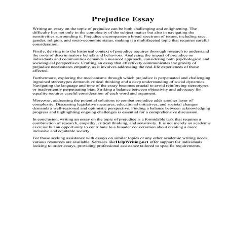 Prejudice Essay | PDF | Secondary Education | Education