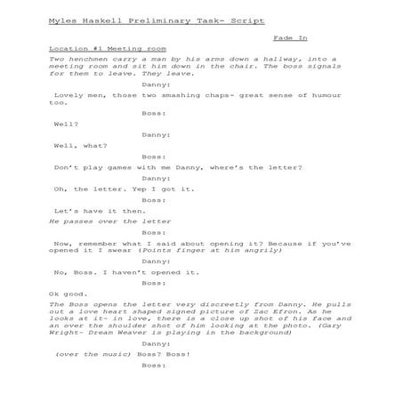 Preliminary Task Script | DOCX