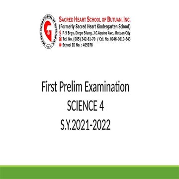 K-12 First Quarter test in science 4 | DOCX
