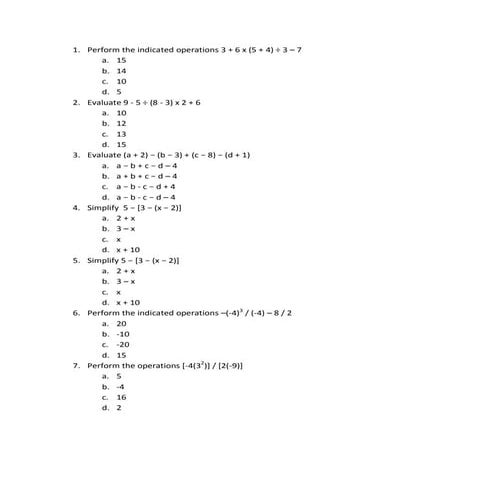 Prelim exam algebra | DOCX