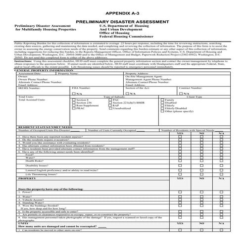 HUD Preliminary Damage Assessment Appendix A 3 | PDF