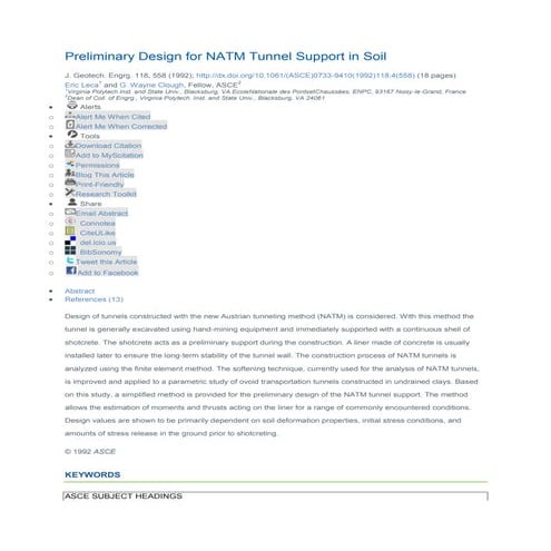 Preliminary design for natm tunnel support in soil | DOCX