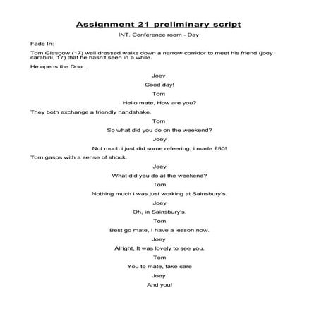 Preliminary script | PDF