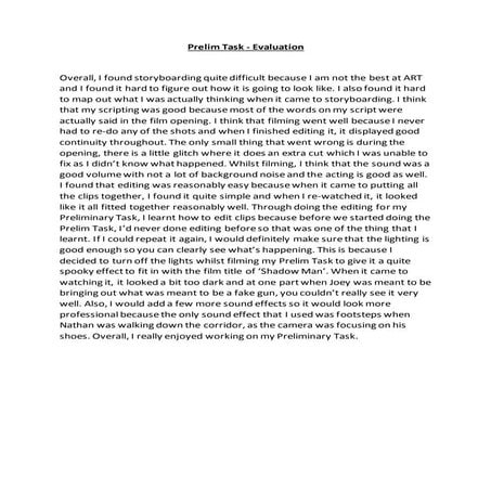 Preliminary evaluation | PPT