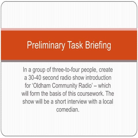 Preliminary task briefing | PPTX
