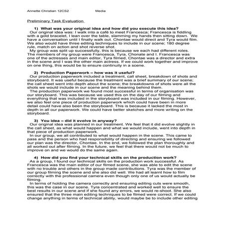 Preliminary Task evaluation | DOC