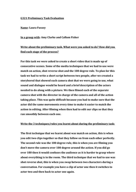 Preliminary task evaluation | PPTX