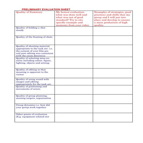 Preliminary Task Evaluation Report | PDF