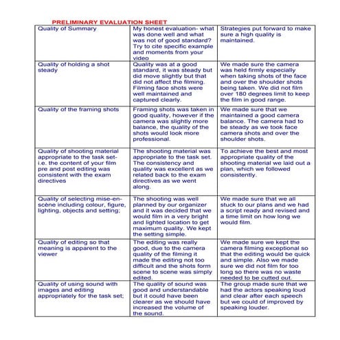 Preliminary task evaluation report | PDF