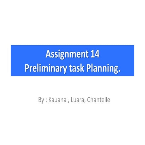 Preliminary task planning | PPT