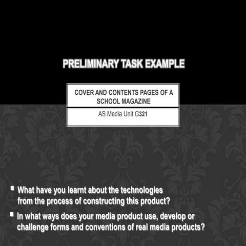 Preliminary task presentation | PPT