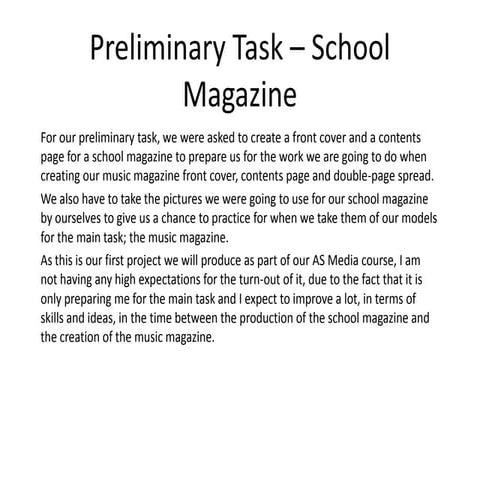 School magazine: Contents and Article Drafts | PPTX