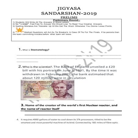 JIGYASA SCIENCE QUIZ Prelims | DOCX