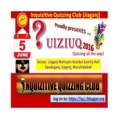 QUIZIUQ 2016 - OPEN QUIZ (PRELIMS TIE BREAKER ROUND) | PPSX