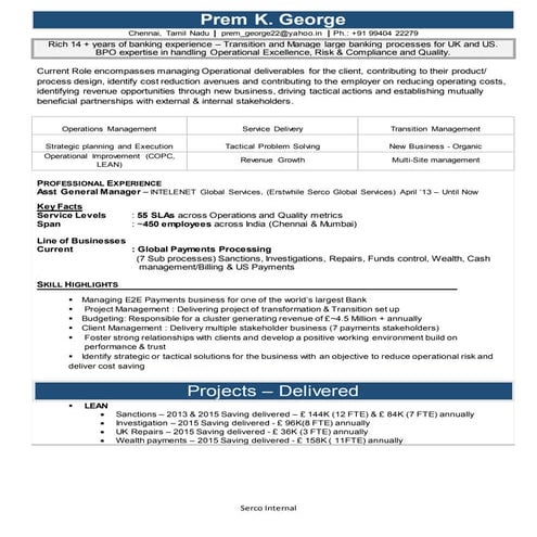 Prem George resume 2016 | DOCX