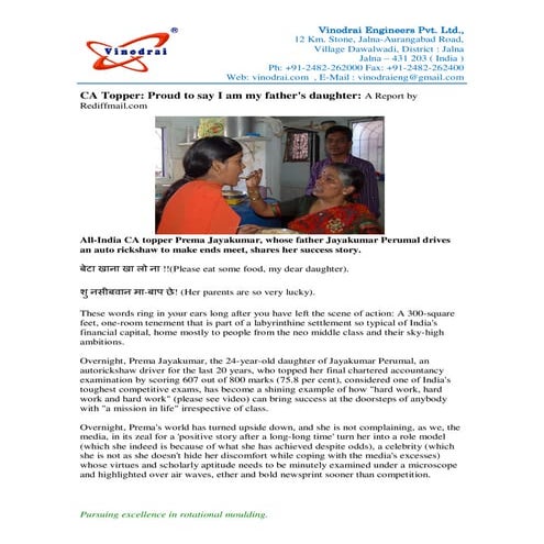 Prema Jaykumar CA Topper 2013 | PDF