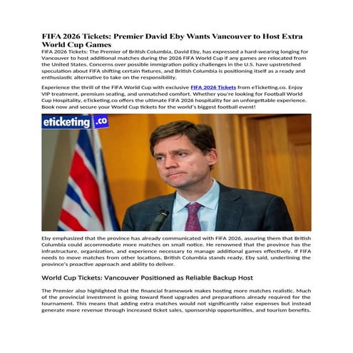 Premier David Eby Wants Vancouver to Host Extra World Cup Games.docx