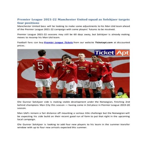 Premier league 2021 22 manchester united squad as solskjaer targets ...