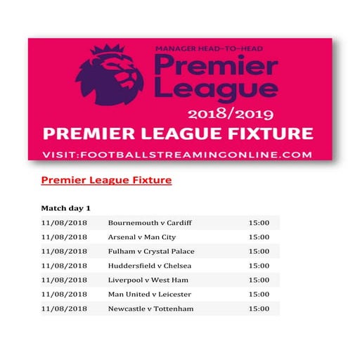 Premier league fixtures 2018-2019 | PDF