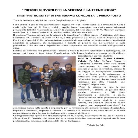 Premio giovani per la scienza e la tecnologia | PDF