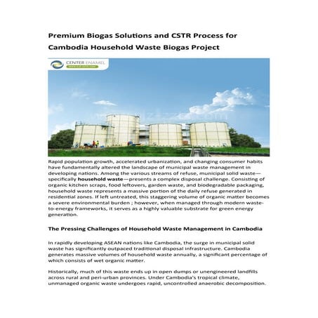 Premium Biogas Solutions and USR Process for Thailand Household Waste ...