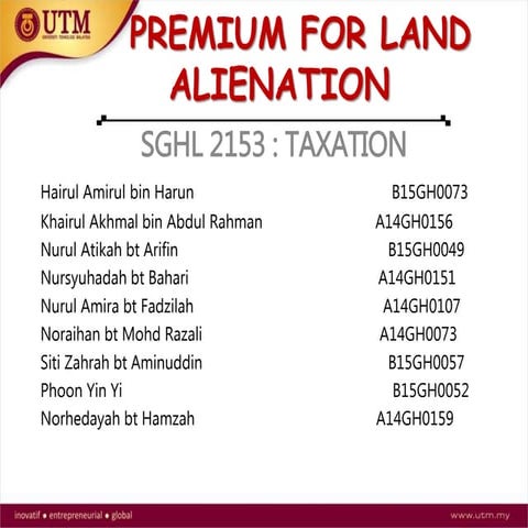 Premium for land alienation | PPTX