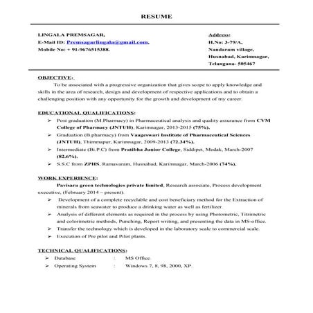 Premsagar resume | DOC
