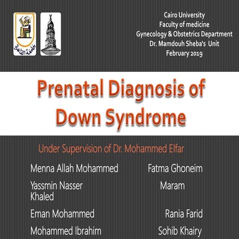 Prenatal diagnosis of down syndrome | PPTX