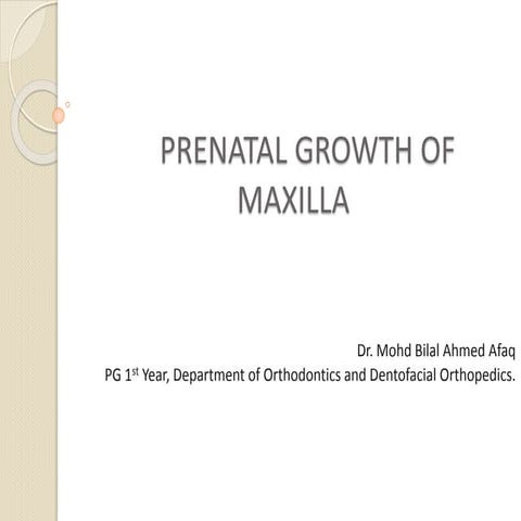Prenatal growth of maxilla. dr. bilal | PPTX