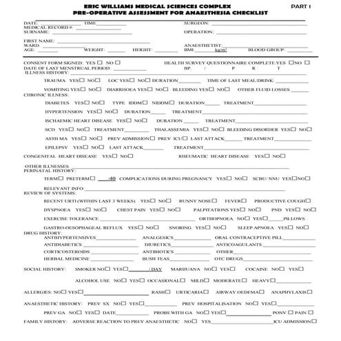 Preop checklist assessment_anaesthesia | PDF