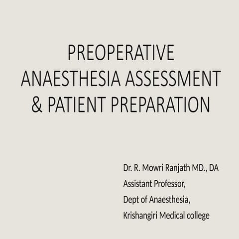 Pre anesthetic evaluation | PPTX