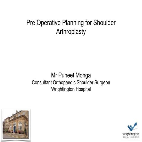 Pre op planning for shoulder arthroplasty | PPTX