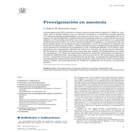Preoxigenación en anestesia 2016 | PDF