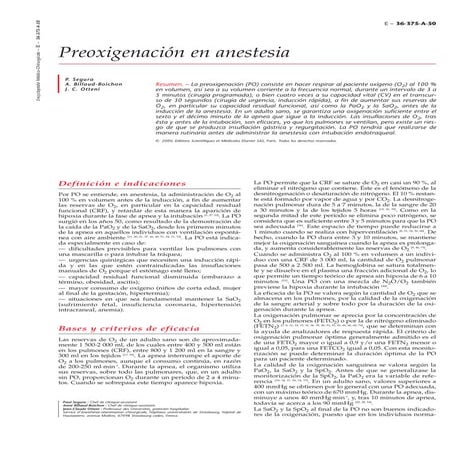 Preoxigenacion en Anestesia | PDF