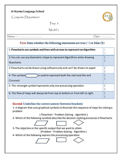 Flowchart Question And Answer Algorithm Mcq Pdf Programming Languages Computing