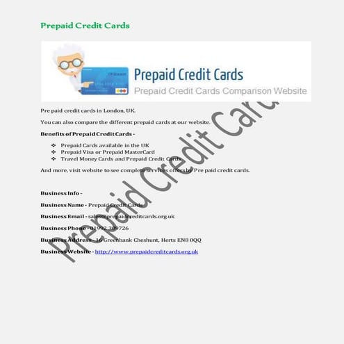 Prepaid credit cards | PDF