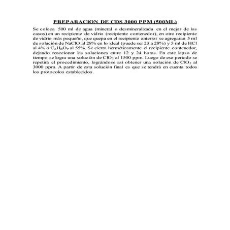 Preparacion de cds 3000 ppm | DOCX