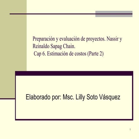 Preparacion y evaluacion de proyectos. cap.6 | PPT