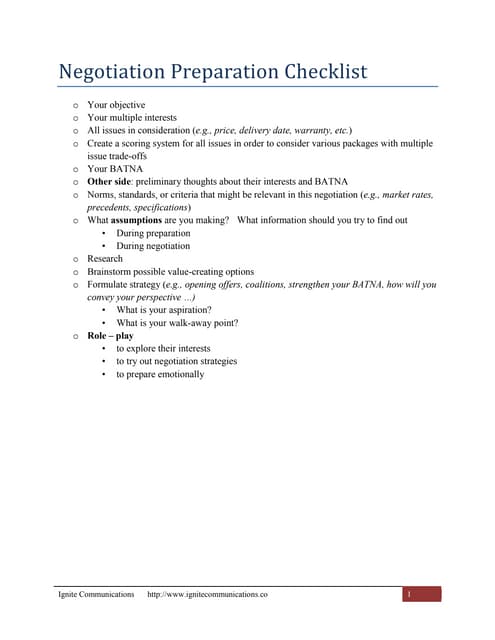 .Template. negotiation preparation plan | PDF | Business | Business and Finance