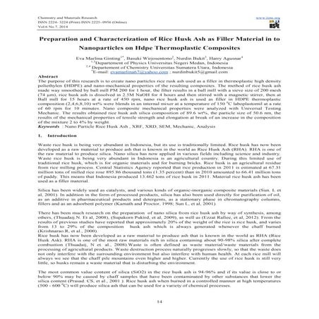 Preparation and characterization of rice husk ash as filler material in ...