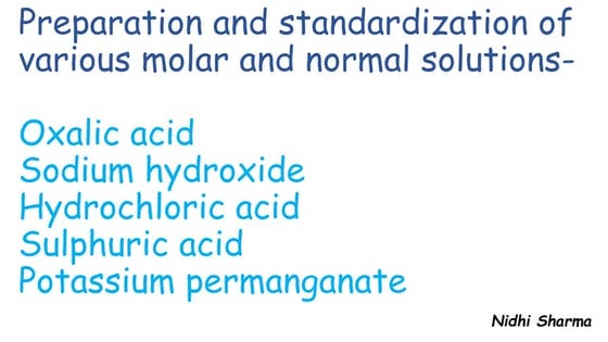 preparation and standarization of 0.1N KMno4.pptx | Chemistry | Science