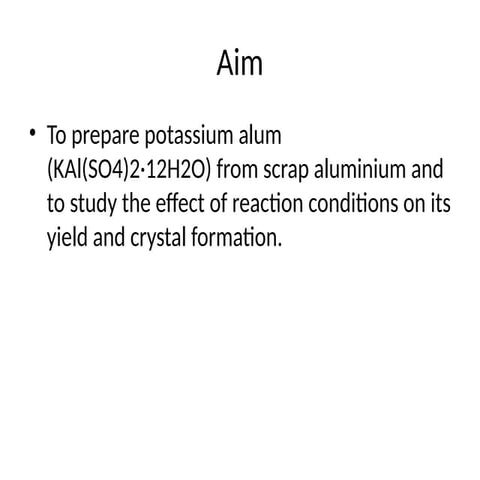 Preparation of Potash Alum from Scrap Aluminium. | PDF