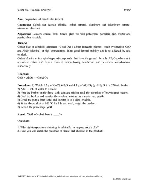 Understanding Cobalt(II) Chloride: Key Properties and Uses | PDF
