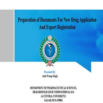 Preparation of Documents For New Drug Application And Export ...