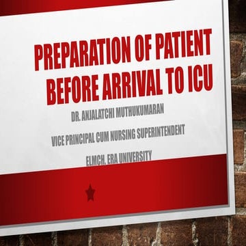 Preparation of patient before arrival to ICU 13.11.22 (2).pptx | First ...