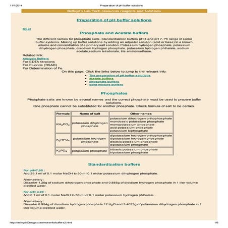 Preparation of sodium phosphate buffers