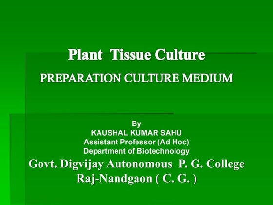 Plant tissue culture media components | PPT