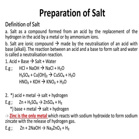 Chemistry Subject about Preparation of Salt 10th Grade | PPTX